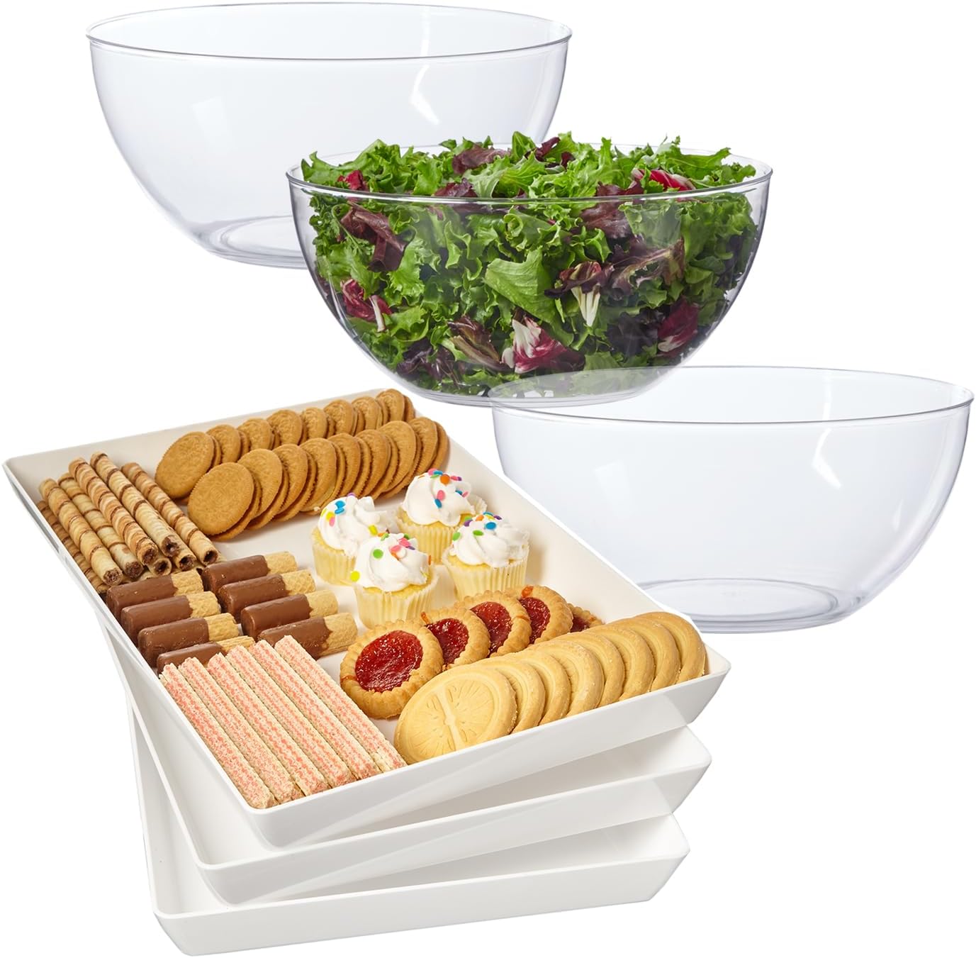 Amazon.com: US Acrylic Avant White Plastic Serving Trays (Set of 3) and ...