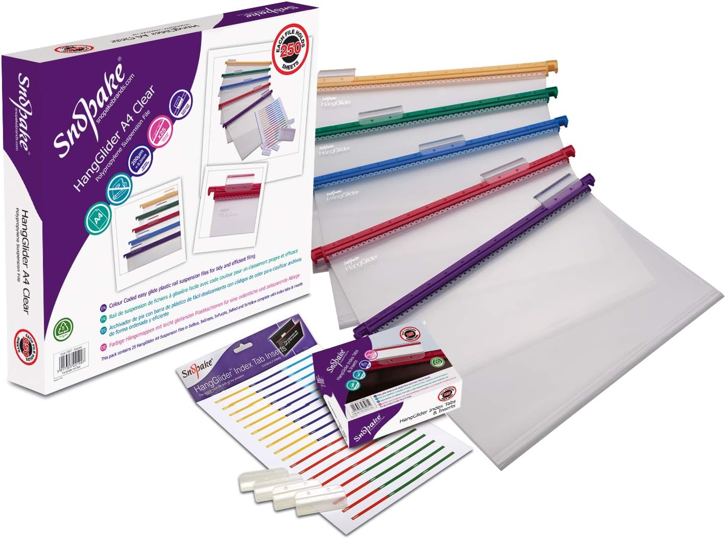 Snopake A4 HangGlider Polypropylene Suspension File with Tabs - Clear ...