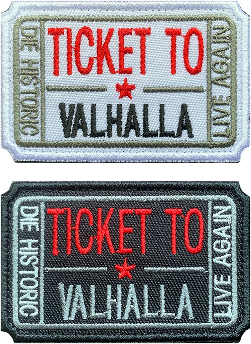 Amazon.com: Antrix 2 Pieces Funny Ticket to Valhalla Admit Embroidered ...
