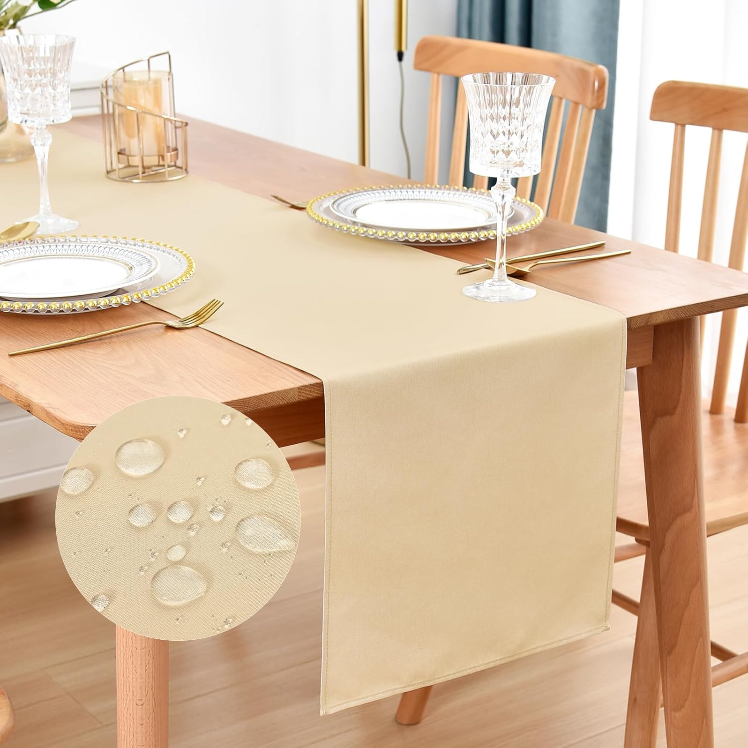 Amazon.com: Farmhouse Rustic Table Runner Beige Faux Linen Table ...