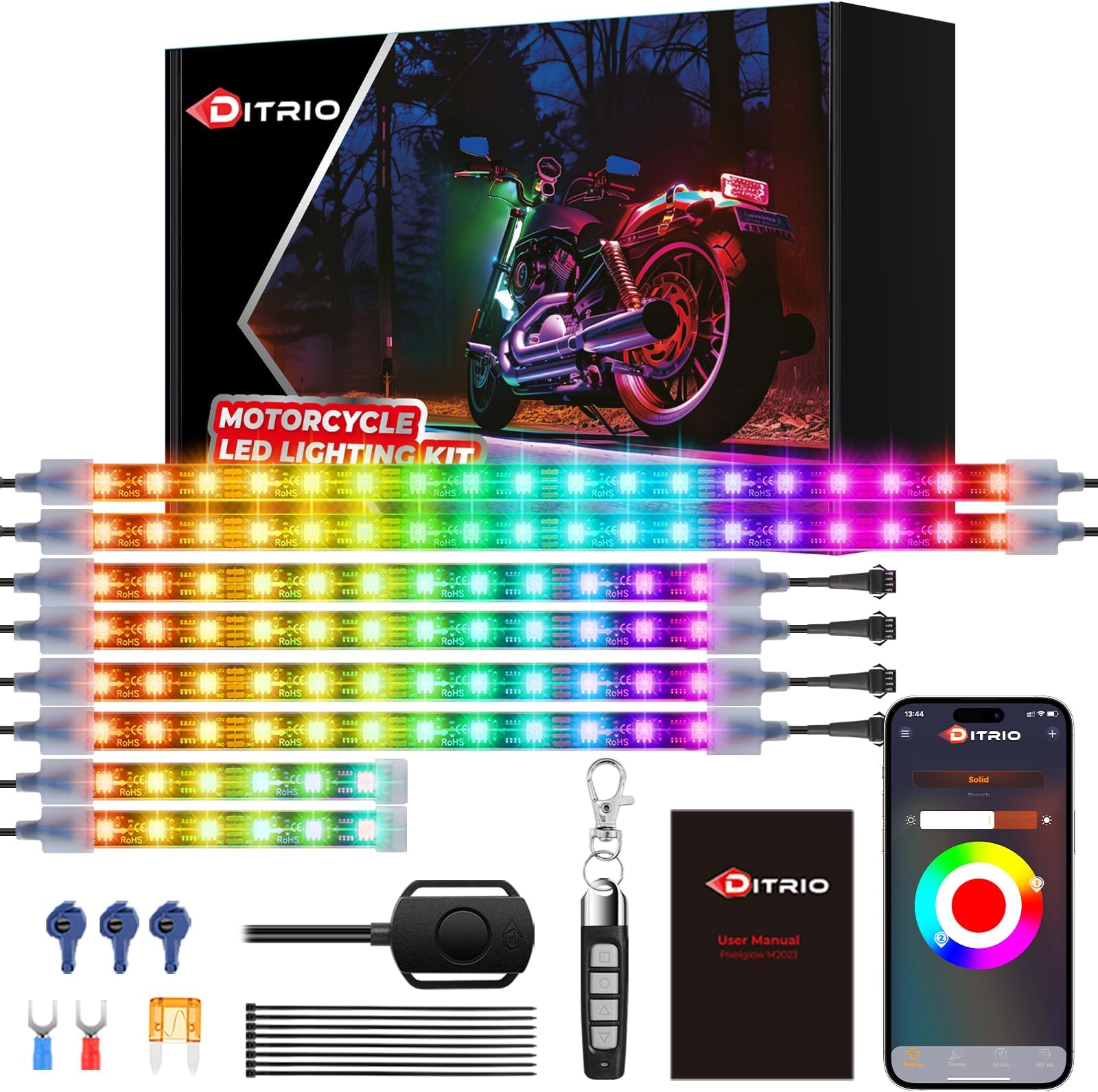 Amazon.com: 8PCS Motorcycle LED Underglow Kit, icicar Motorcycle Lights ...