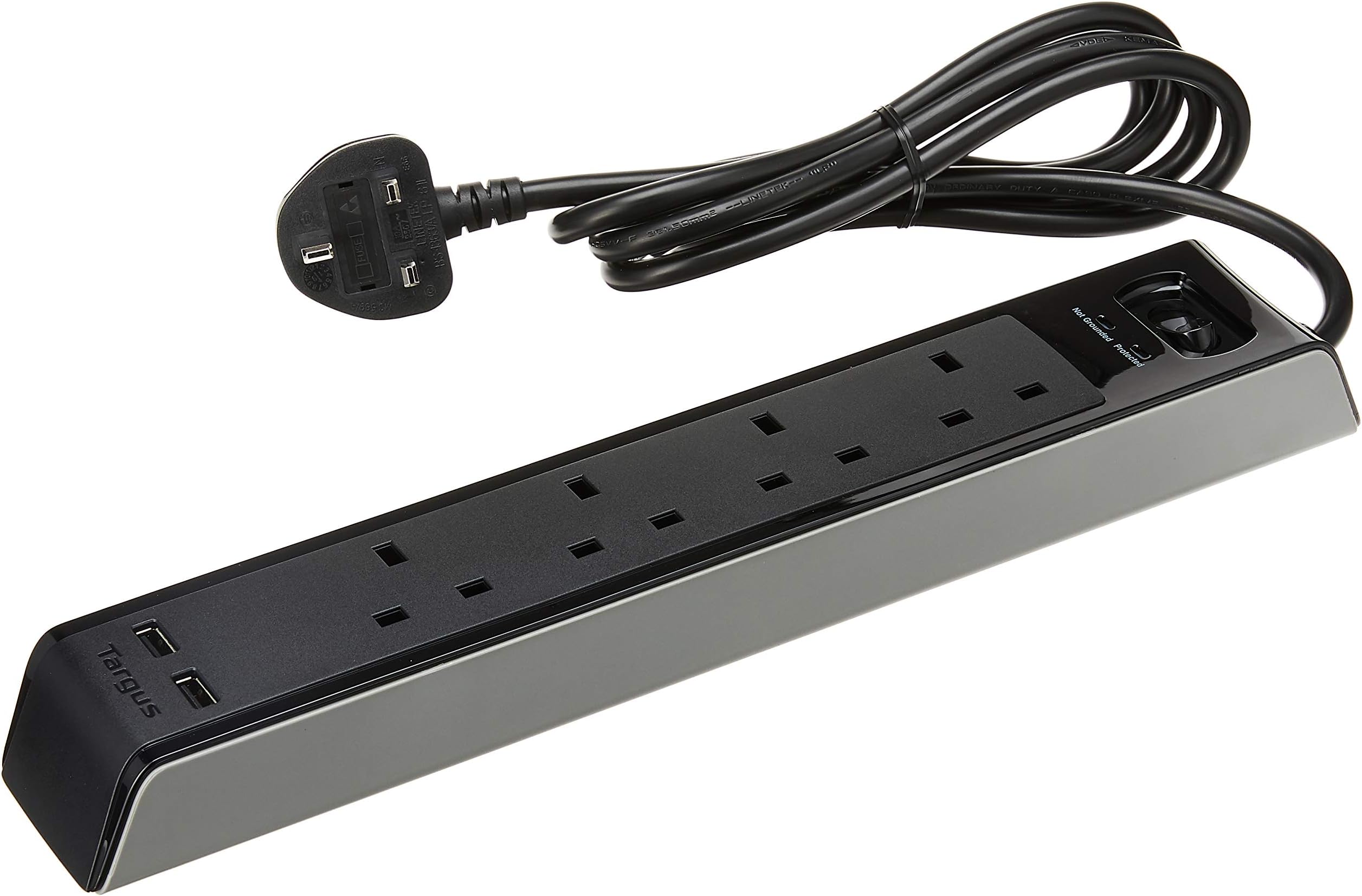 Targus APS1001AP-50 Smart Surge 4 with 2 USB Ports UK : Amazon.sg ...