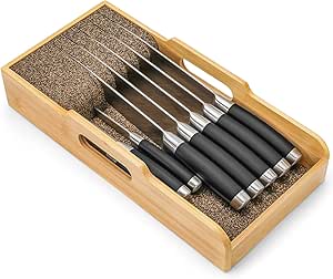 Amazon.com: Mospten Bamboo Knife Drawer Organizer Insert - Kitchen In ...