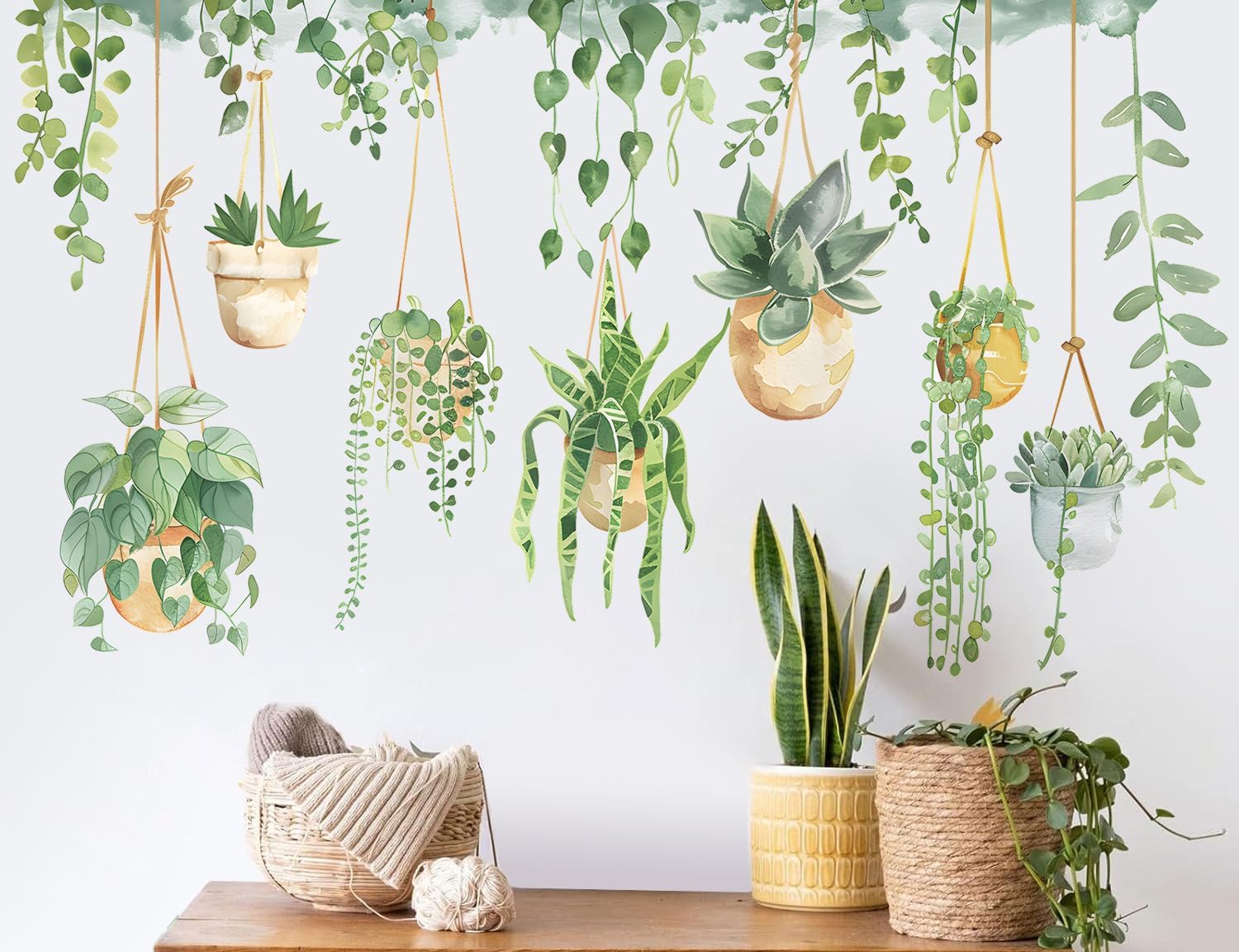 Amazon.com: Green Plants Potted Wall Decals Tropical Plants Green ...