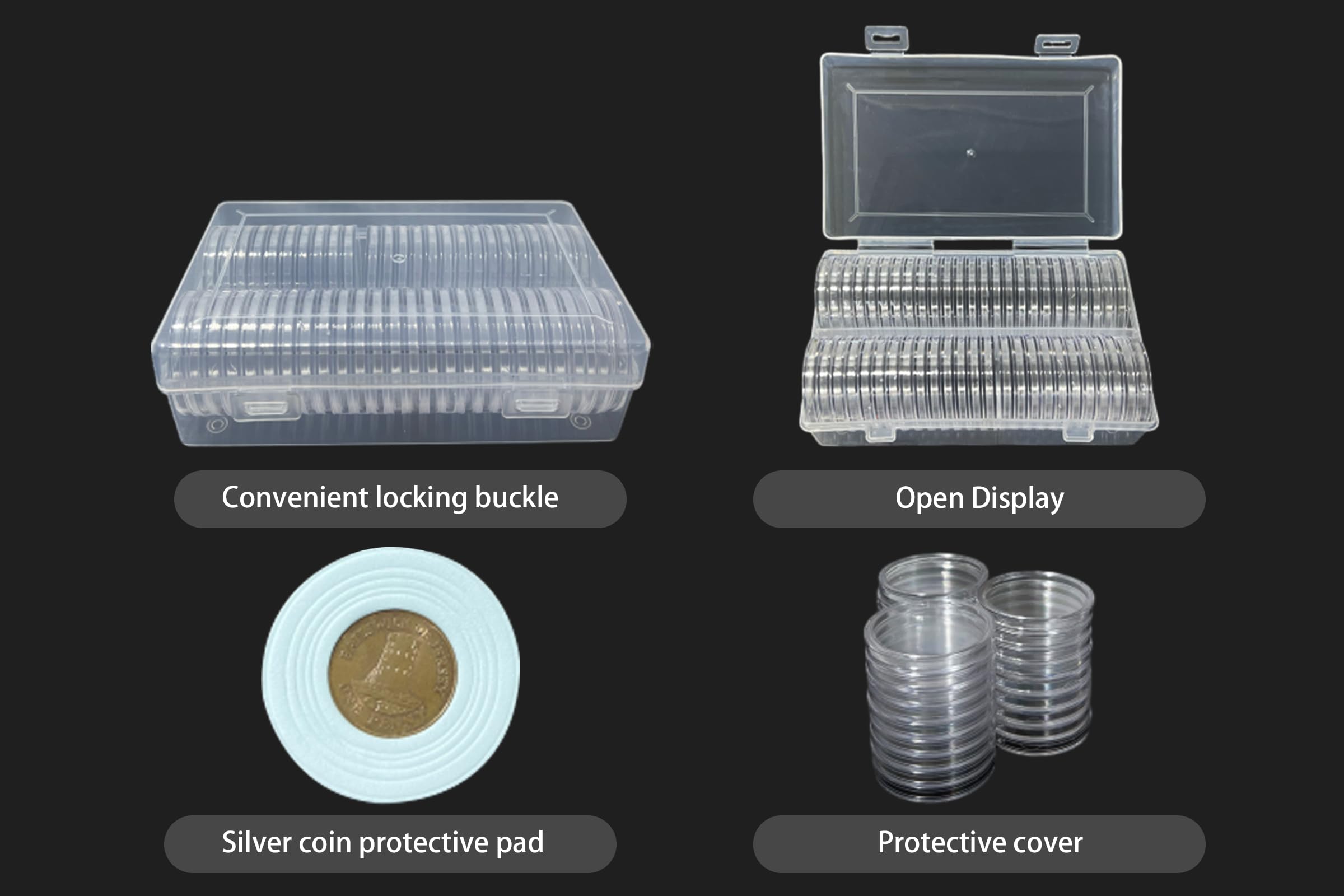 Snapklik.com : 40mm (50pcs) Silver Dollar Coin Box, Silver Eagle Coin ...