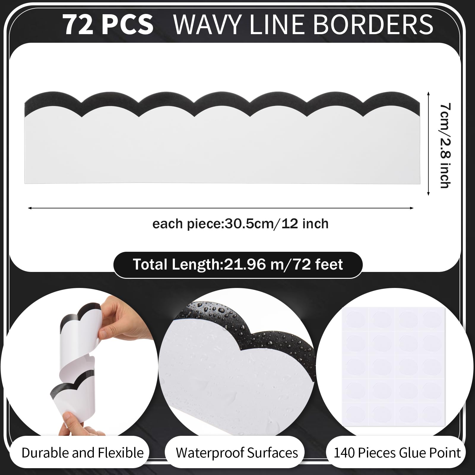Snapklik.com : 72 Feet Classroom Bulletin Board Borders Black And White ...
