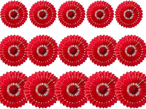 Amazon.com: Meeom 15pcs 6'' 8'' 10'' Red Paper Fans Decorations Round ...