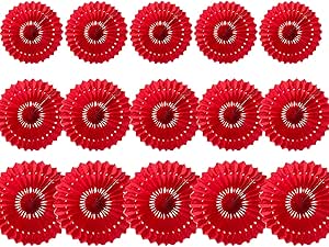 Amazon.com: Meeom 15pcs 6'' 8'' 10'' Red Paper Fans Decorations Round ...