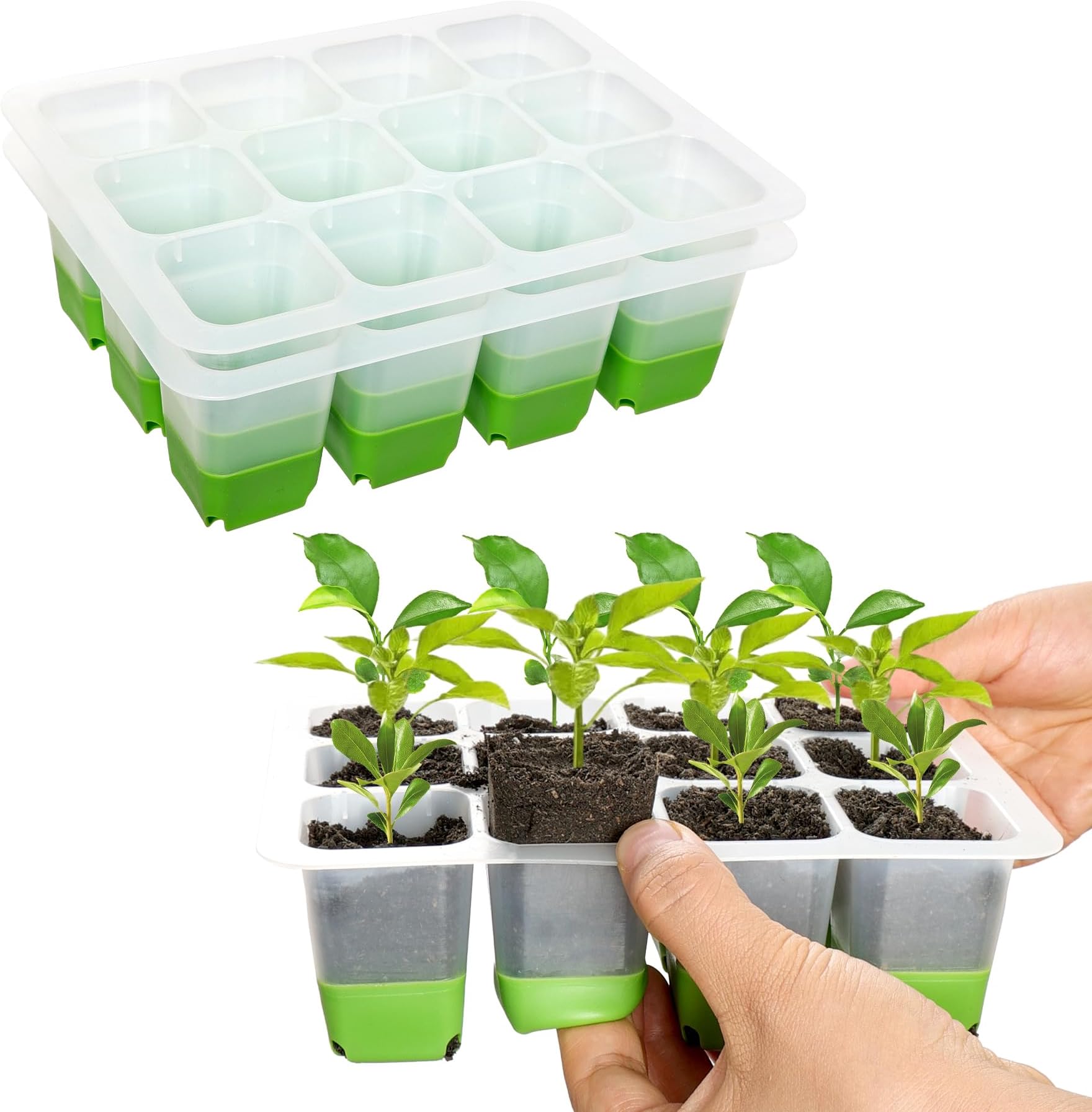 Amazon.com : Hmxpls 2pcs Silicone Seed Starter Tray Kit, Reusable Seed ...