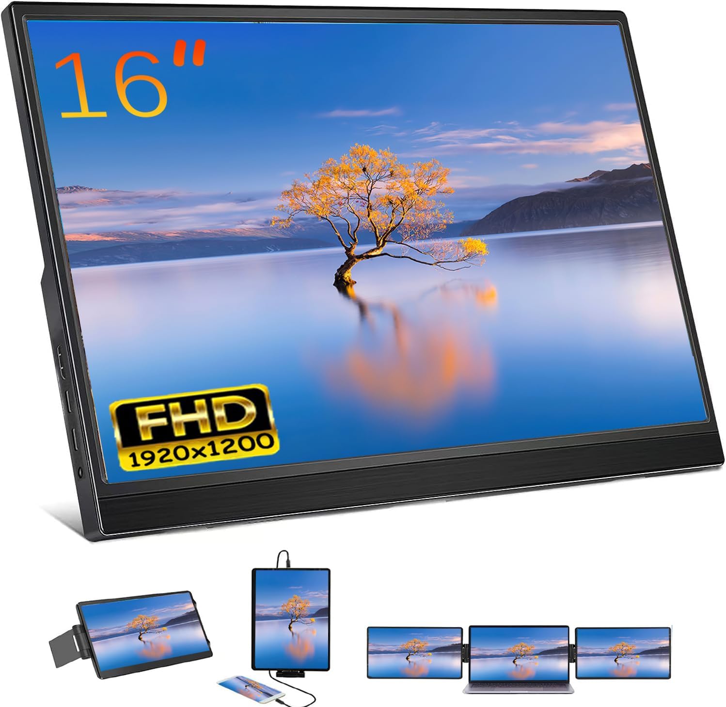 Portable Monitor 16 Inch FHD 1920X1200P IPS Screen,Second external ...