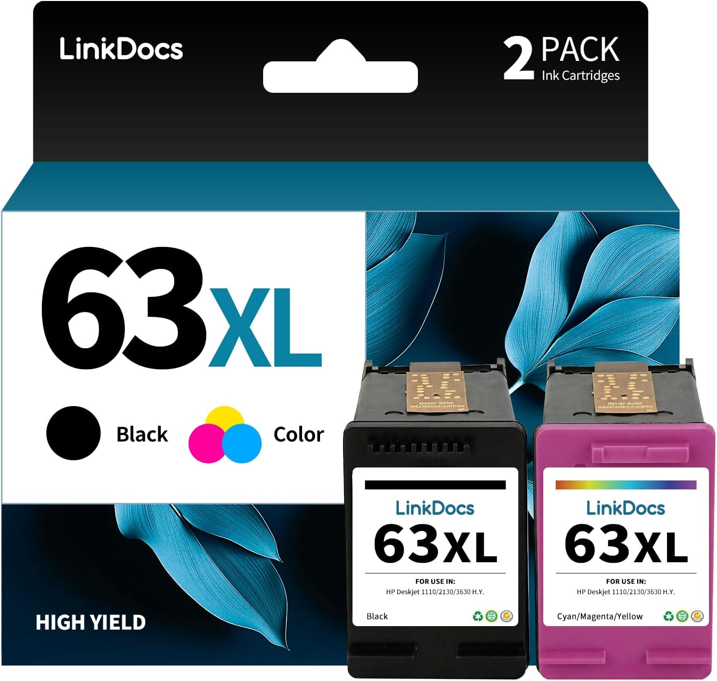 Amazon.com: LinkDocs Remanufactured HP 63xl Ink cartridges Black and ...