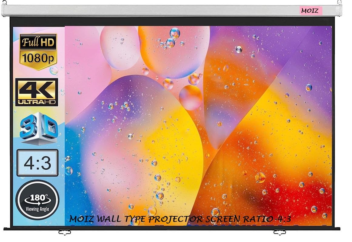MOIZ Wall Type Pull Down Spring Action Projector Screen, Size: - 7 Ft. x 5 Ft. (in Imported High ...