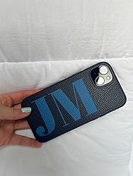 Amazon.com: WOWTIFY Personalized Initials Luxury Vegan Leather Case Compatible with iPhone 16 15 ...