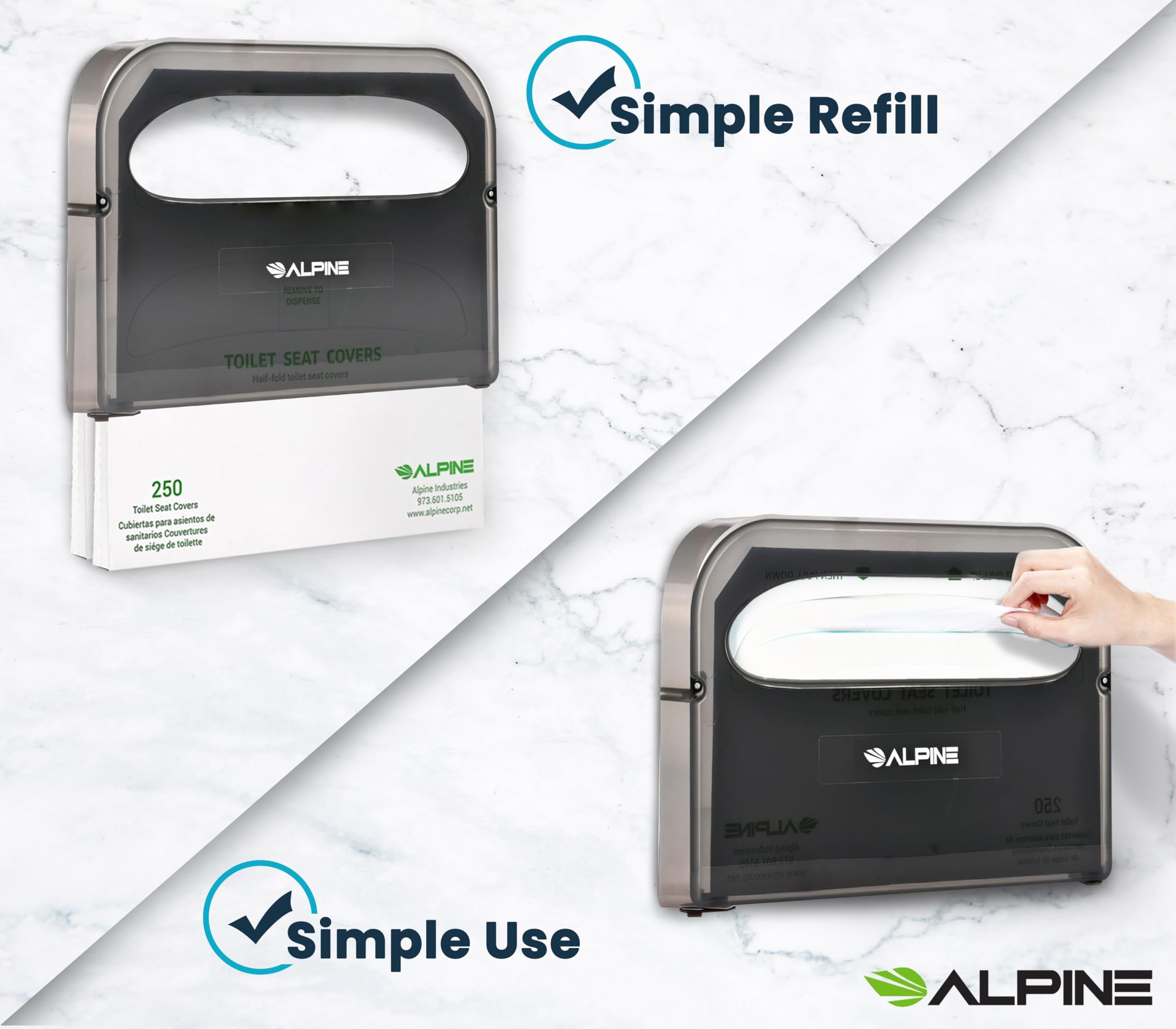 Snapklik.com : Alpine Toilet Seat Cover Dispenser - 2 Pack Wall Mount ...