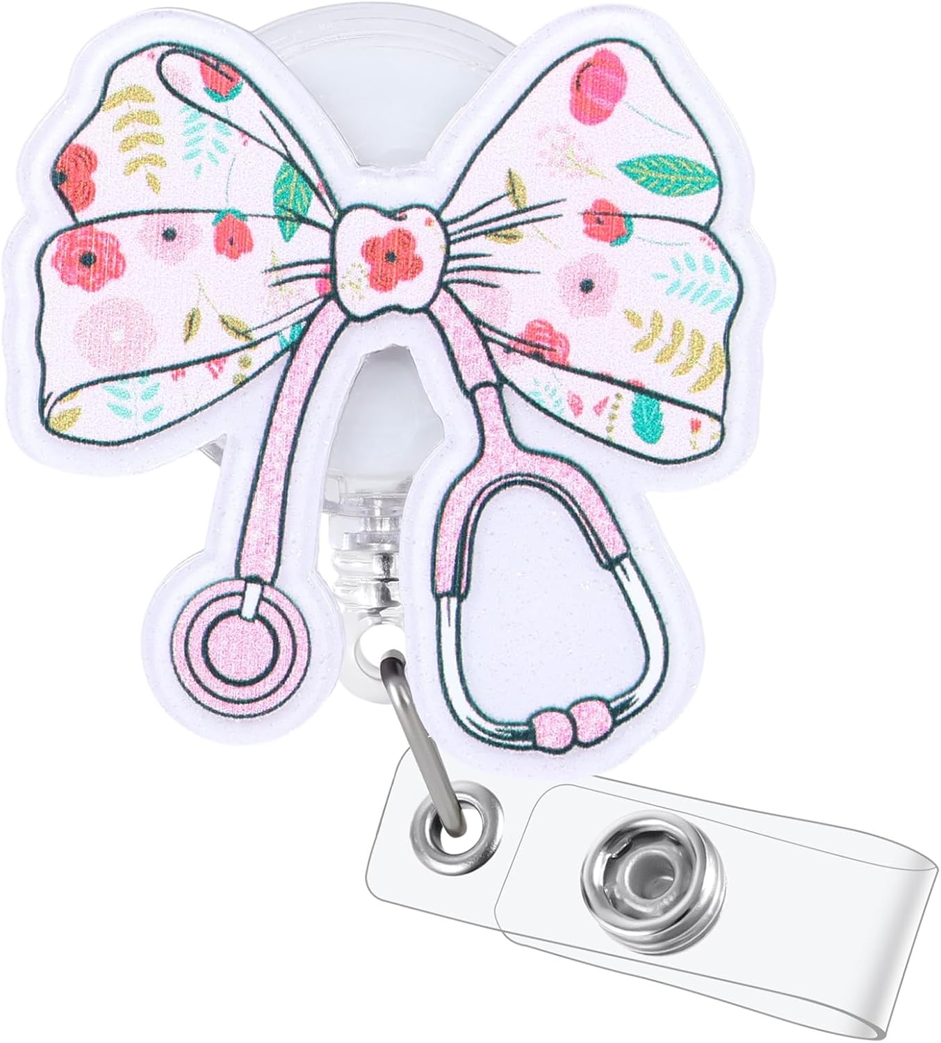 Amazon.com : Cute Floral Bow Dcotor Nurse Badge Reel | Retractable ID ...