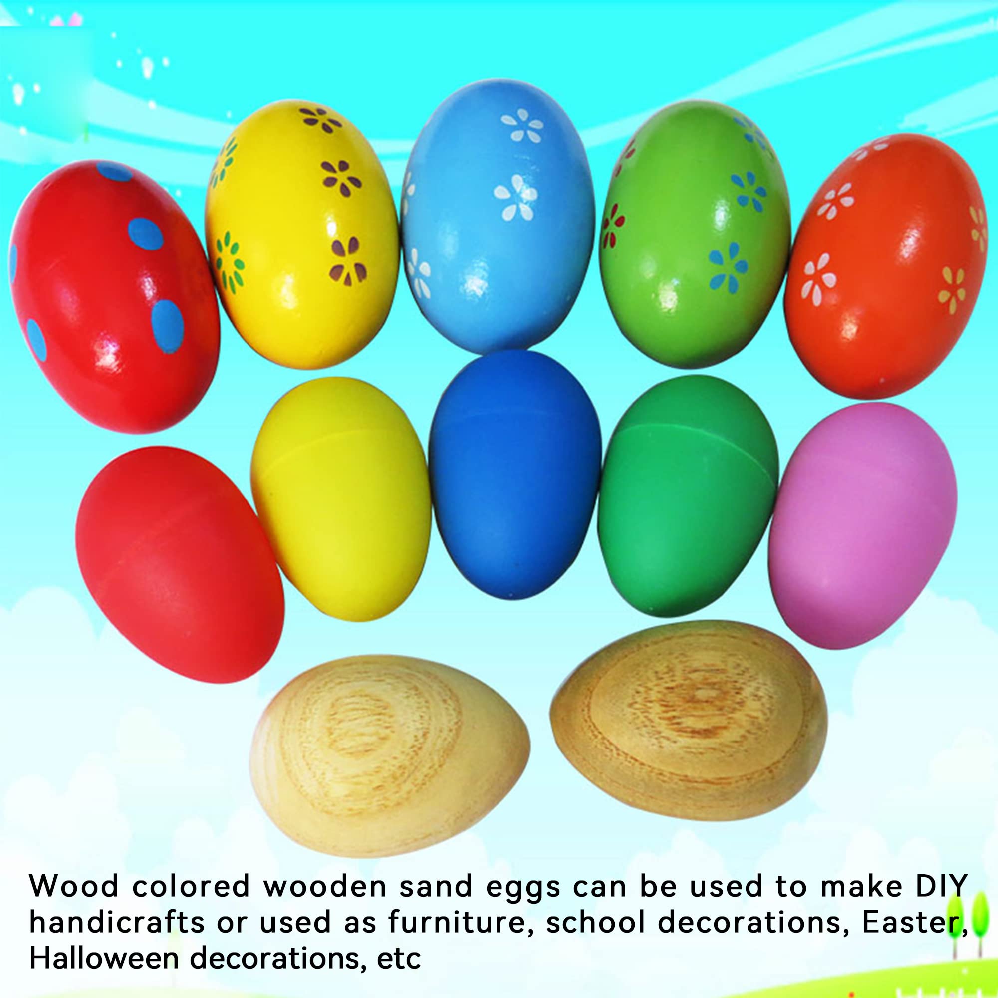 Snapklik.com : Bstinay 4 Pieces Sturdy Natural Wood Egg Shaker Hand ...