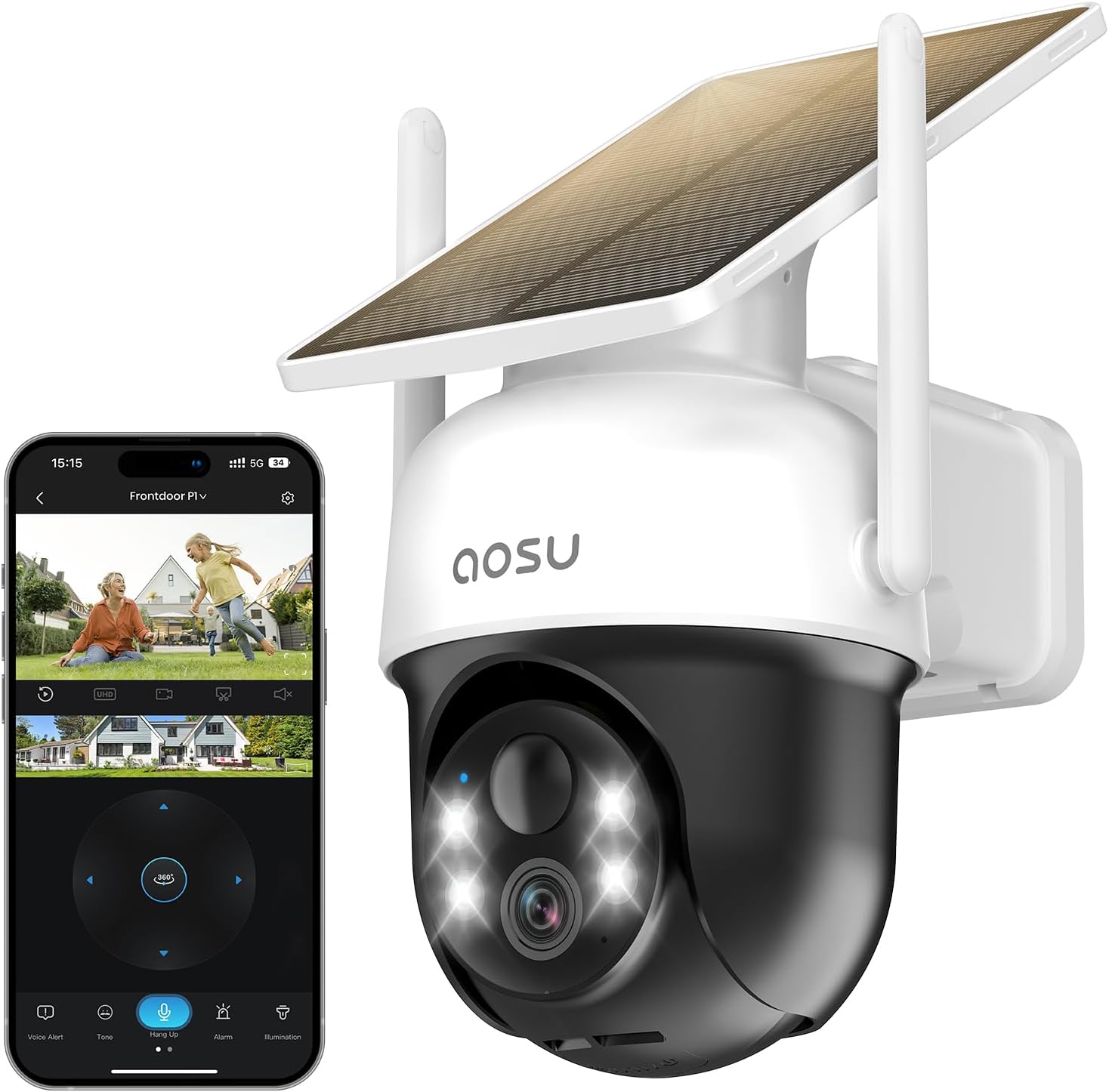 AOSU 3K Caméra Surveillance WiFi Exterieure sans Fil, 5MP Camera de Surveillance Extérieur avec ...