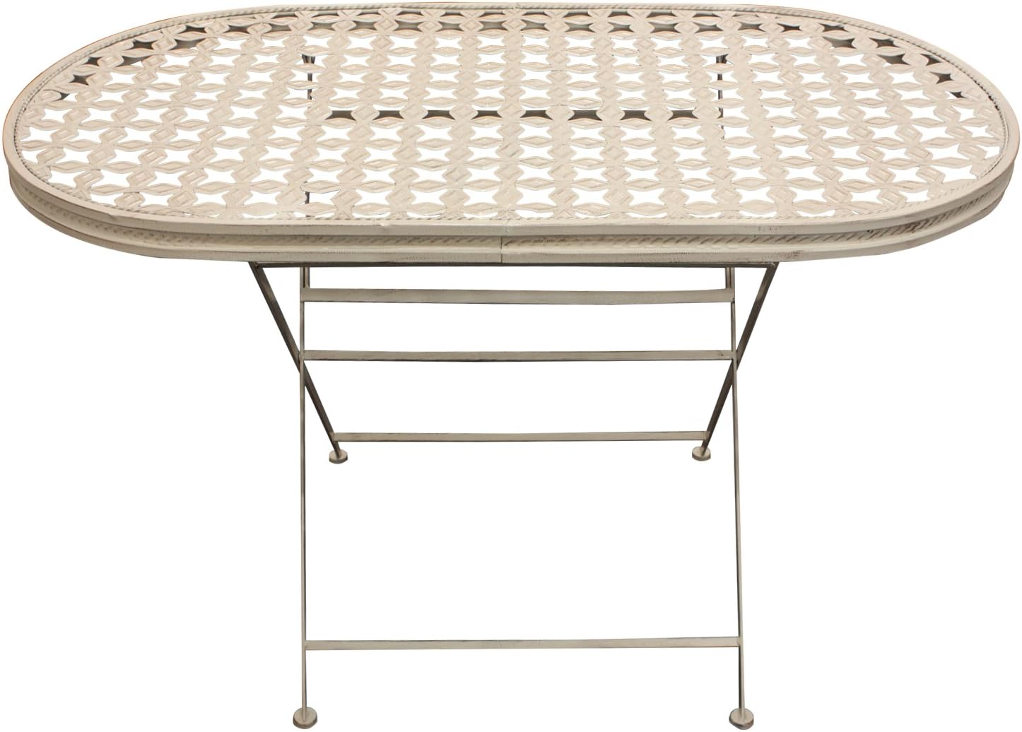 Woodside Oval Folding Metal Garden Patio Dining Table Outdoor Furniture ...