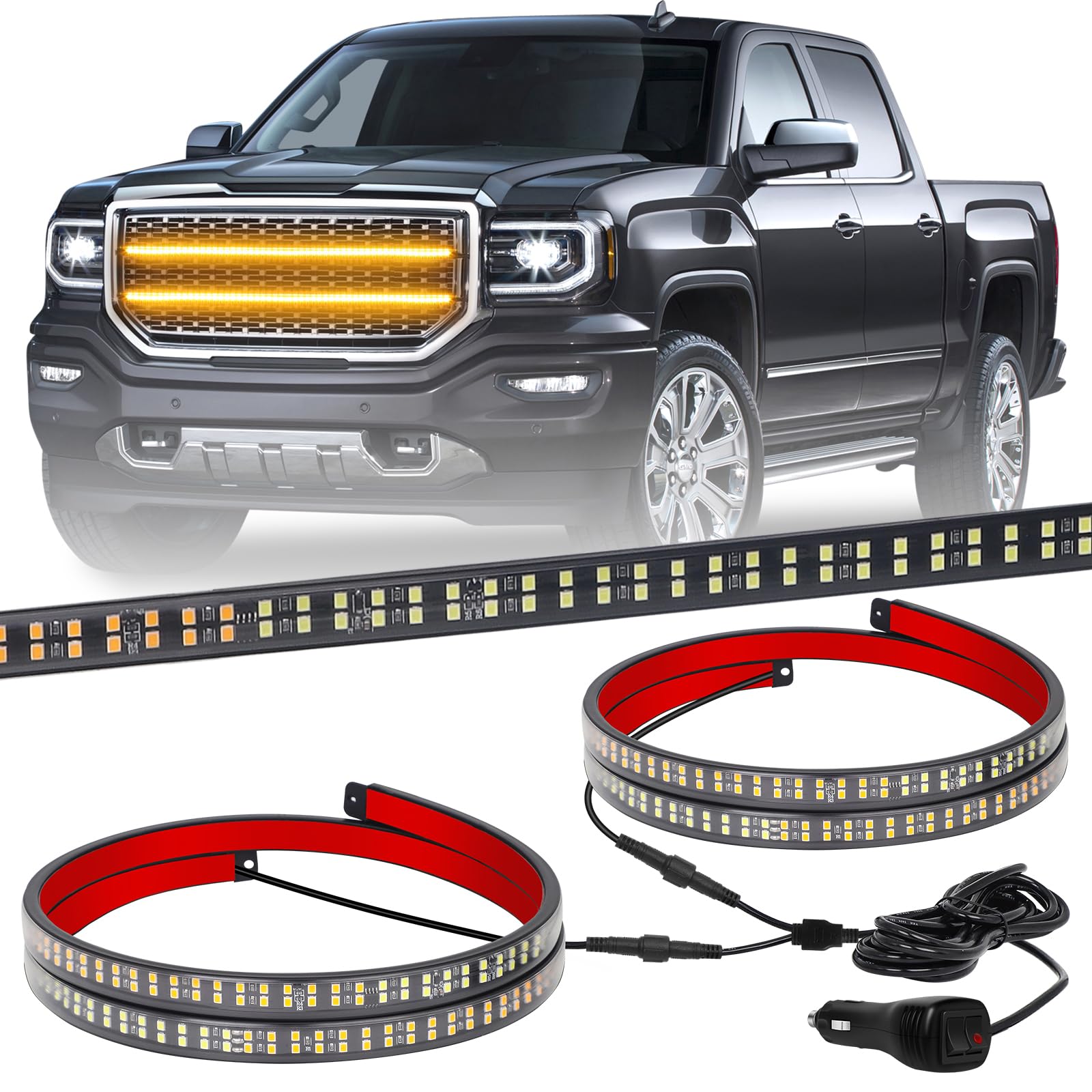 Amazon.com: XRIDONSEN 2PCS 30 inch Amber Grill Strobe Lights Strip 360 ...
