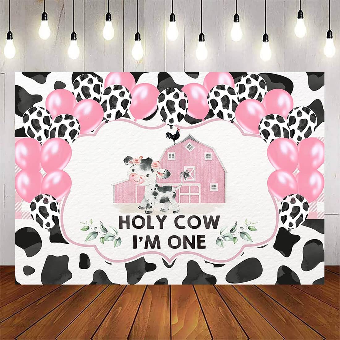 Amazon.com : Avezano Holy Cow I'm One Birthday Backdrop Girls Pink Cow ...