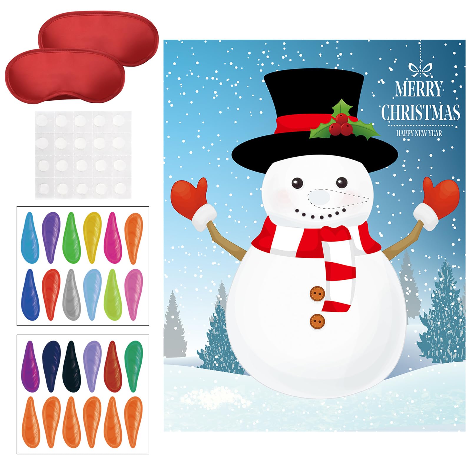 Christmas Party Pin Games Set Pin The Nose on The Snowman Pin The Beard ...