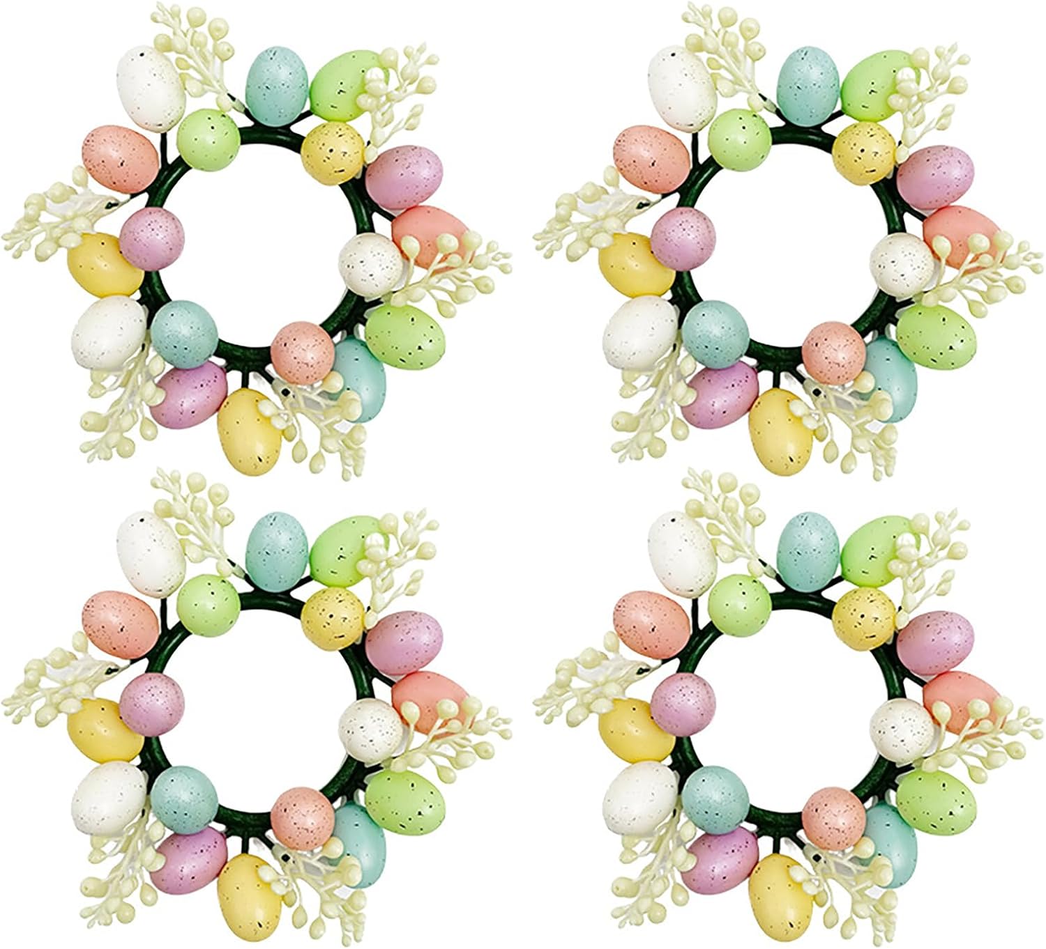 Amazon.com: 4 Pcs Easter Egg Candle Rings Wreaths, Artificial Easter ...