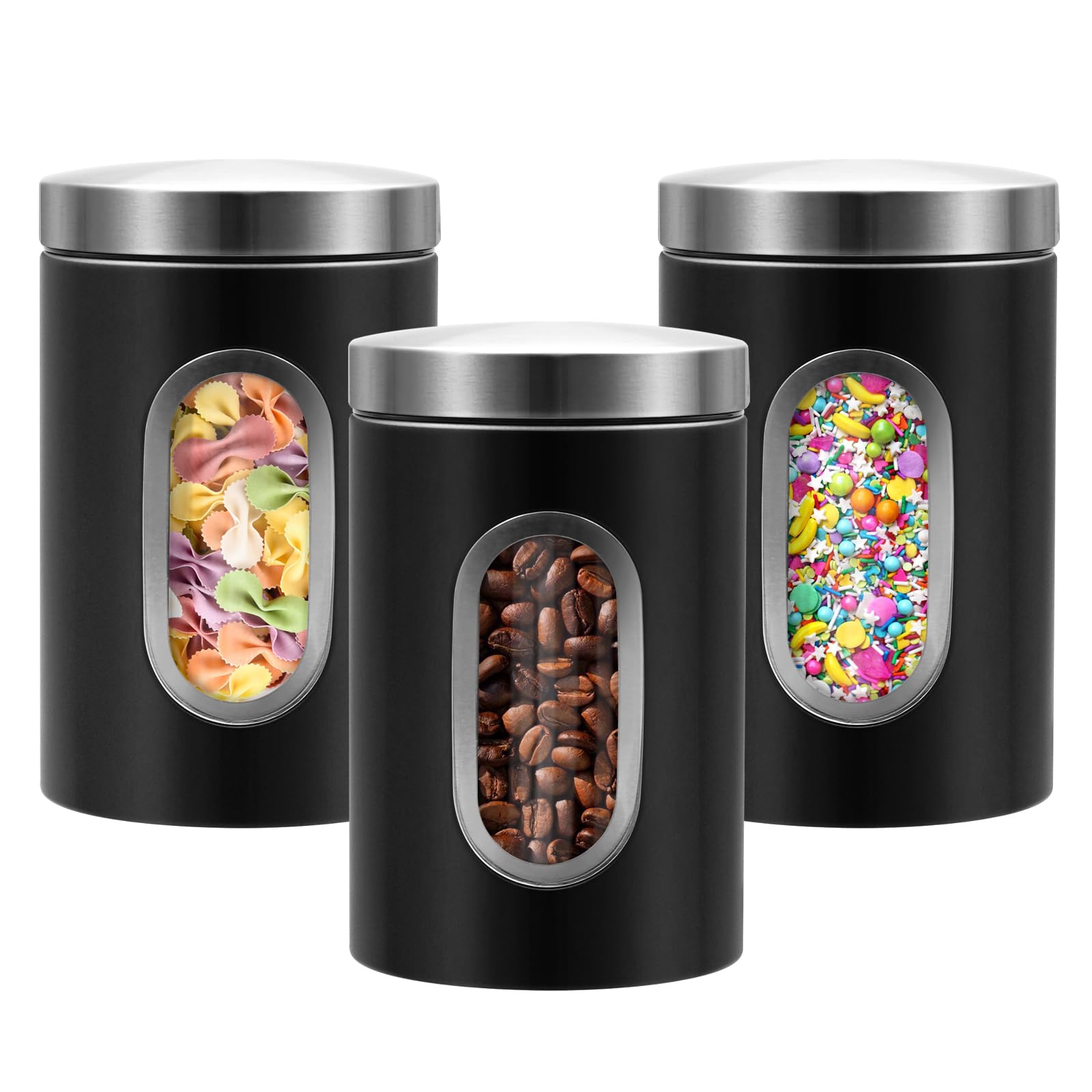 Amazon.com: QYQRQF Canisters Sets for the Kitchen, 3pcs Sugar Flour Tea ...
