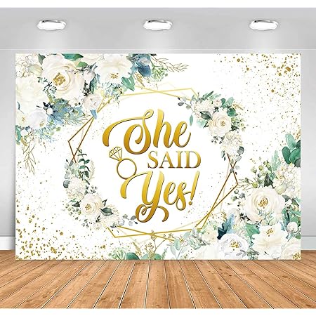 Amazon.com : ABLIN 7x5ft She Said Yes Backdrop Pink Floral Bridal ...