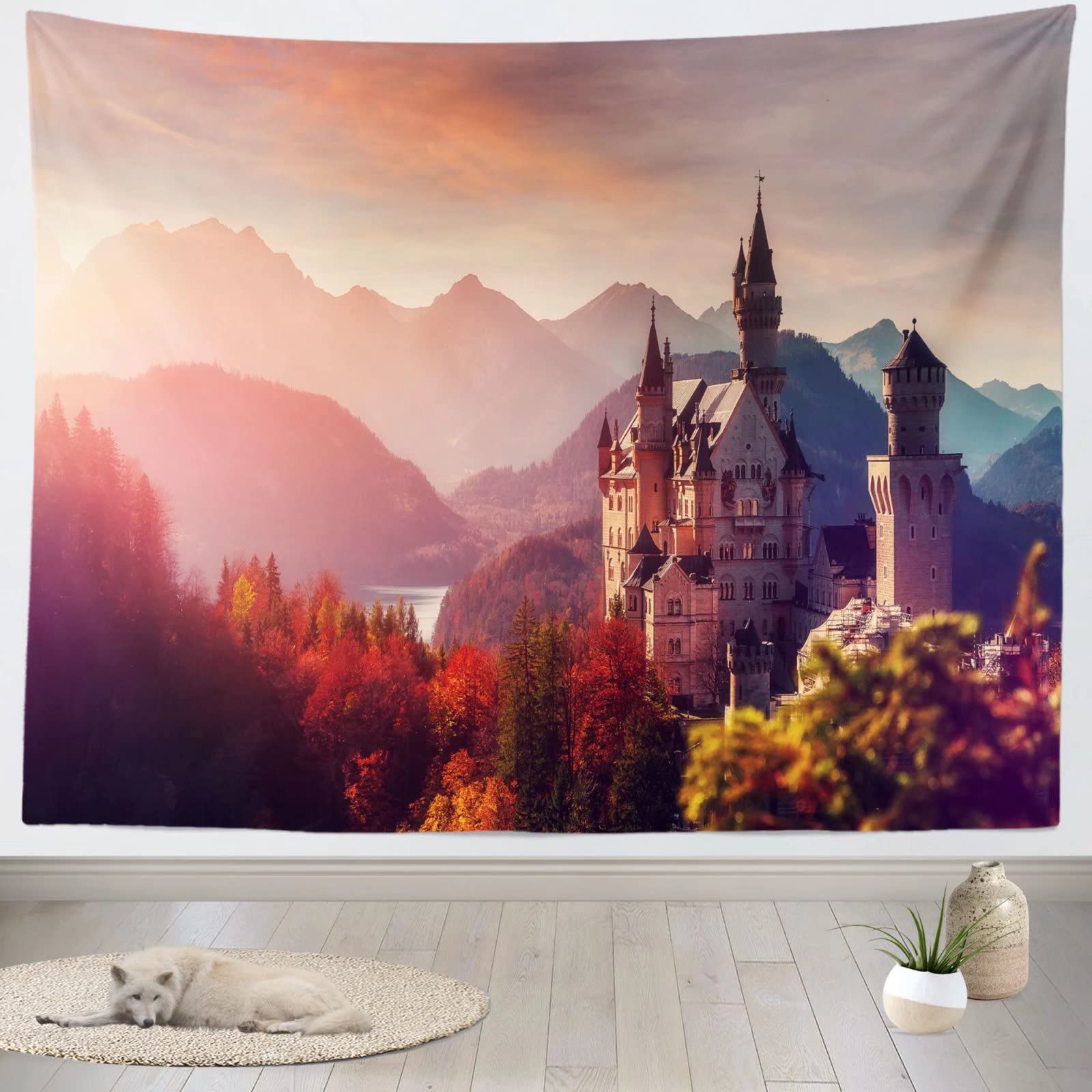 Snapklik.com : 8x6ft Fabric Neuschwanstein Castle Tapestry Photography ...