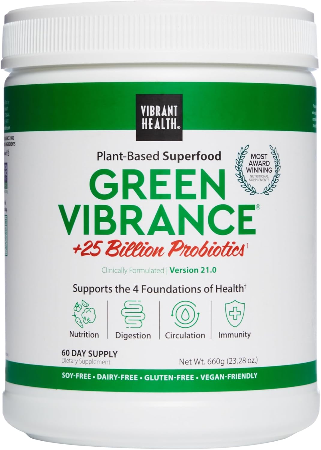 Amazon.com: Vibrant Health, Green Vibrance, Vegan Superfood Powder, 60 ...