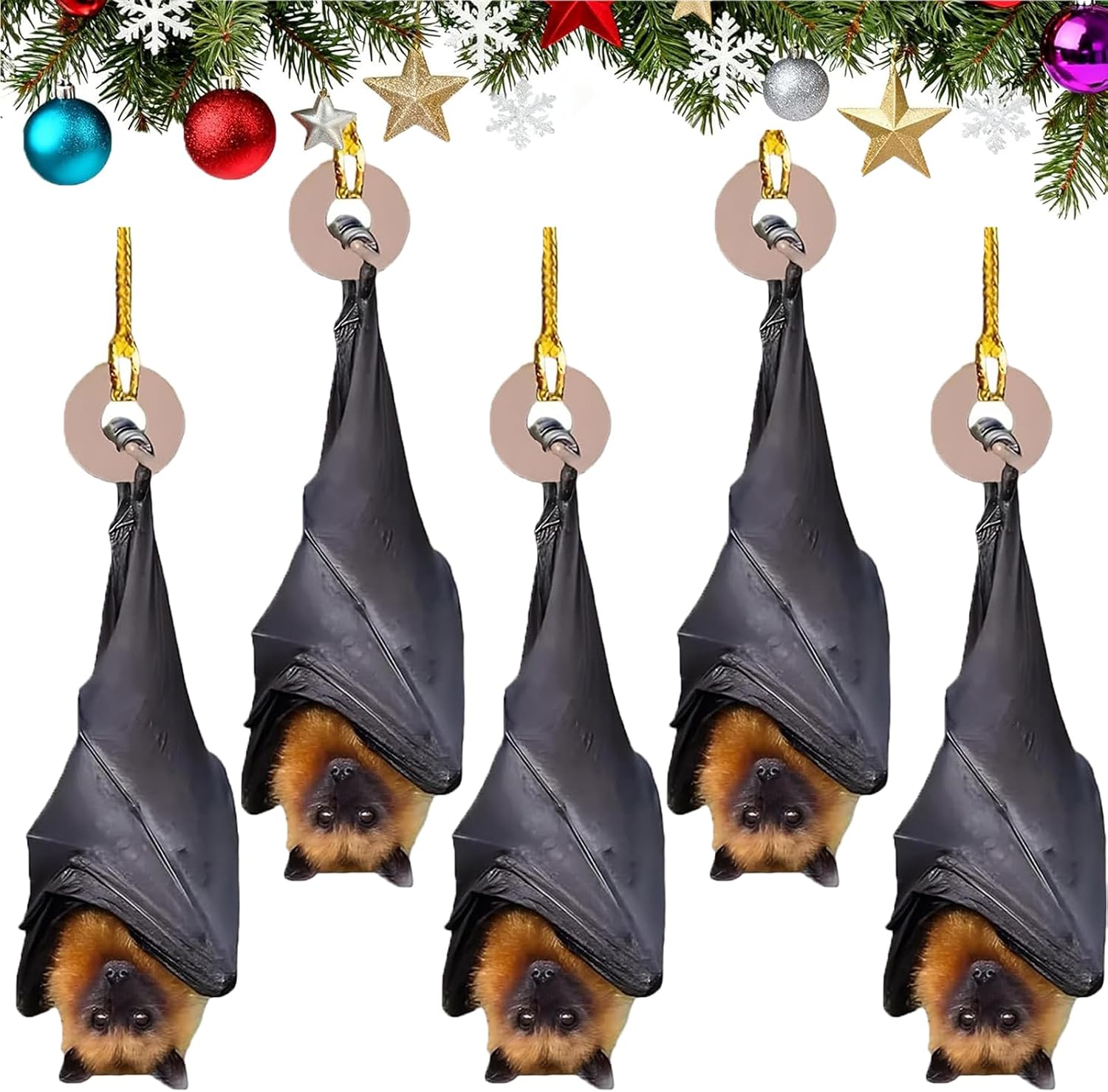 Amazon.com: Bat Christmas Ornament | Realistic Upside-Down Hanging Bat ...