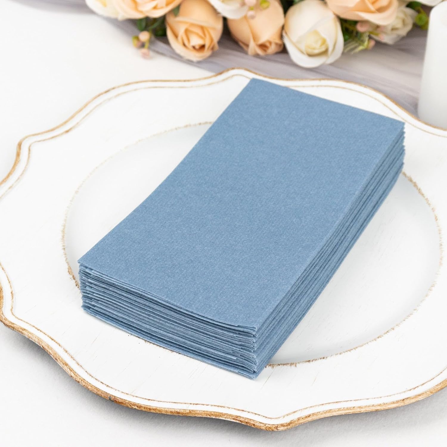 Amazon.com: Efavormart 20 Pack | Dusty Blue Soft Linen-Feel Airlaid ...