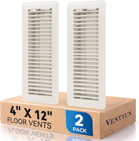 VENTYUN 4" x 12" Floor Register Vent Covers 2-Pack, Walkable Powder ...