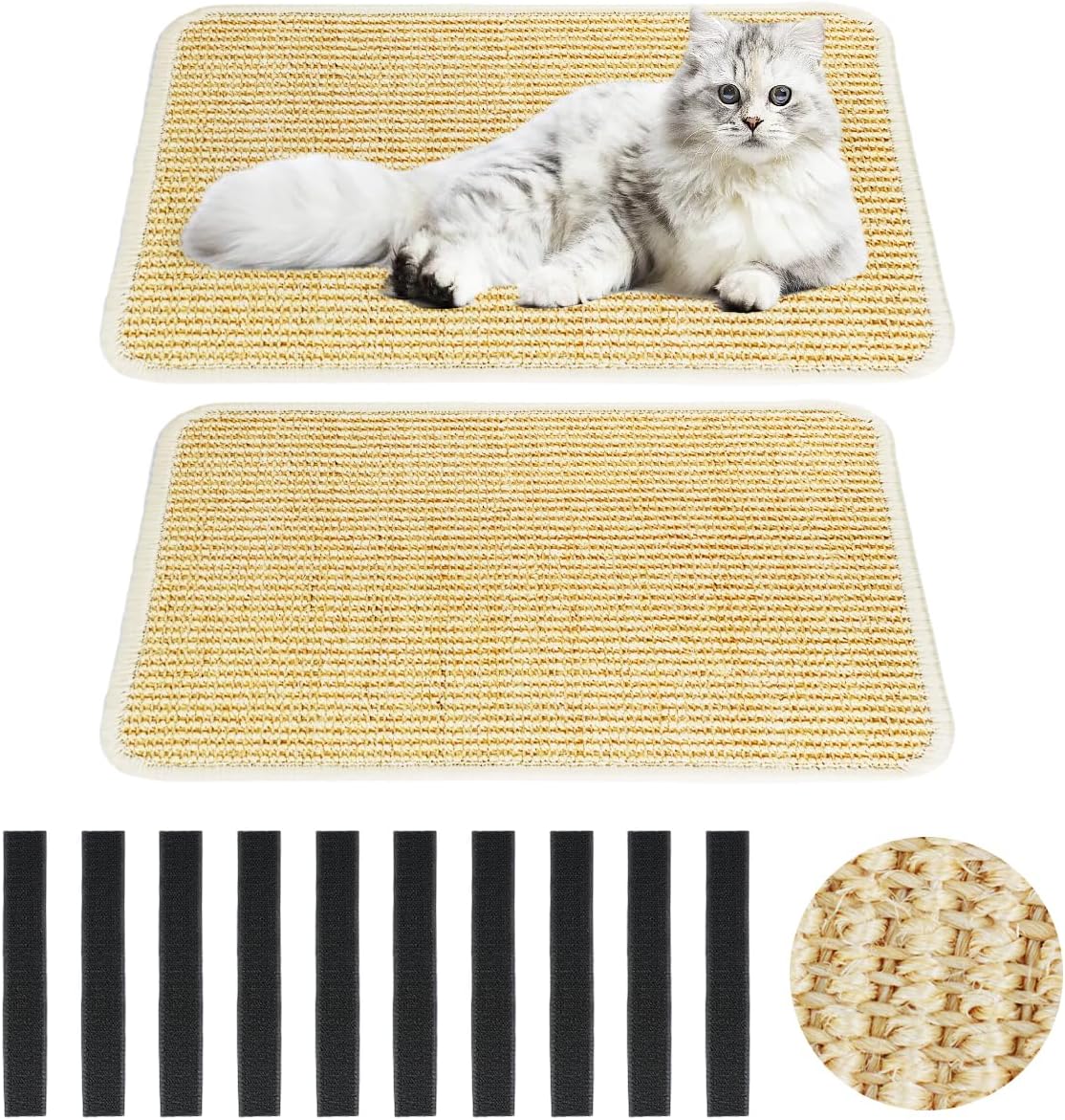 YINENGD Cat Scratching Mat 2 Pieces, Natural Sisal Cat Scratch Mat ...