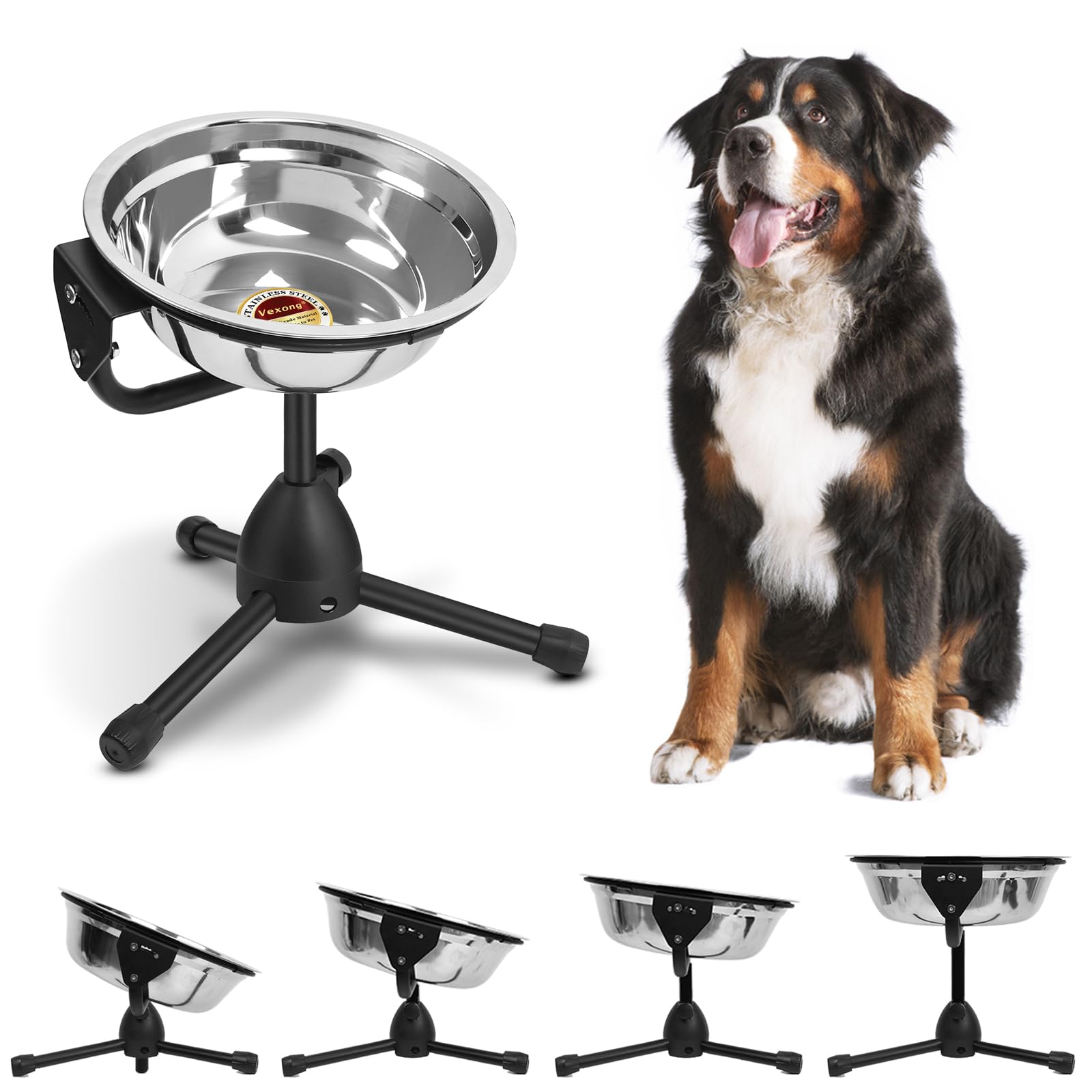 Elevated Dog Bowl with Adjustable Metal Stand,8.5''x2.9'' Size for Dogs ...