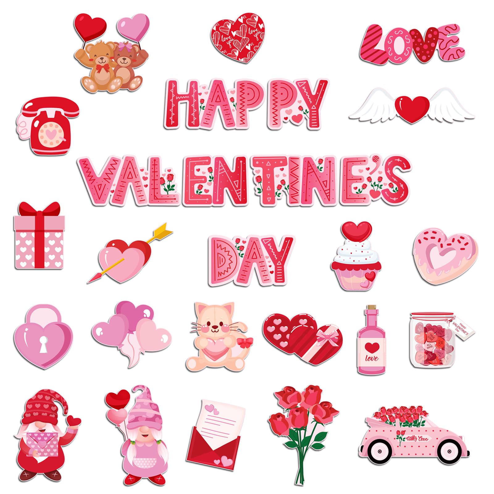 Snapklik.com : 47Pcs Valentines Day Cutouts Set Valentines Paper Cut ...
