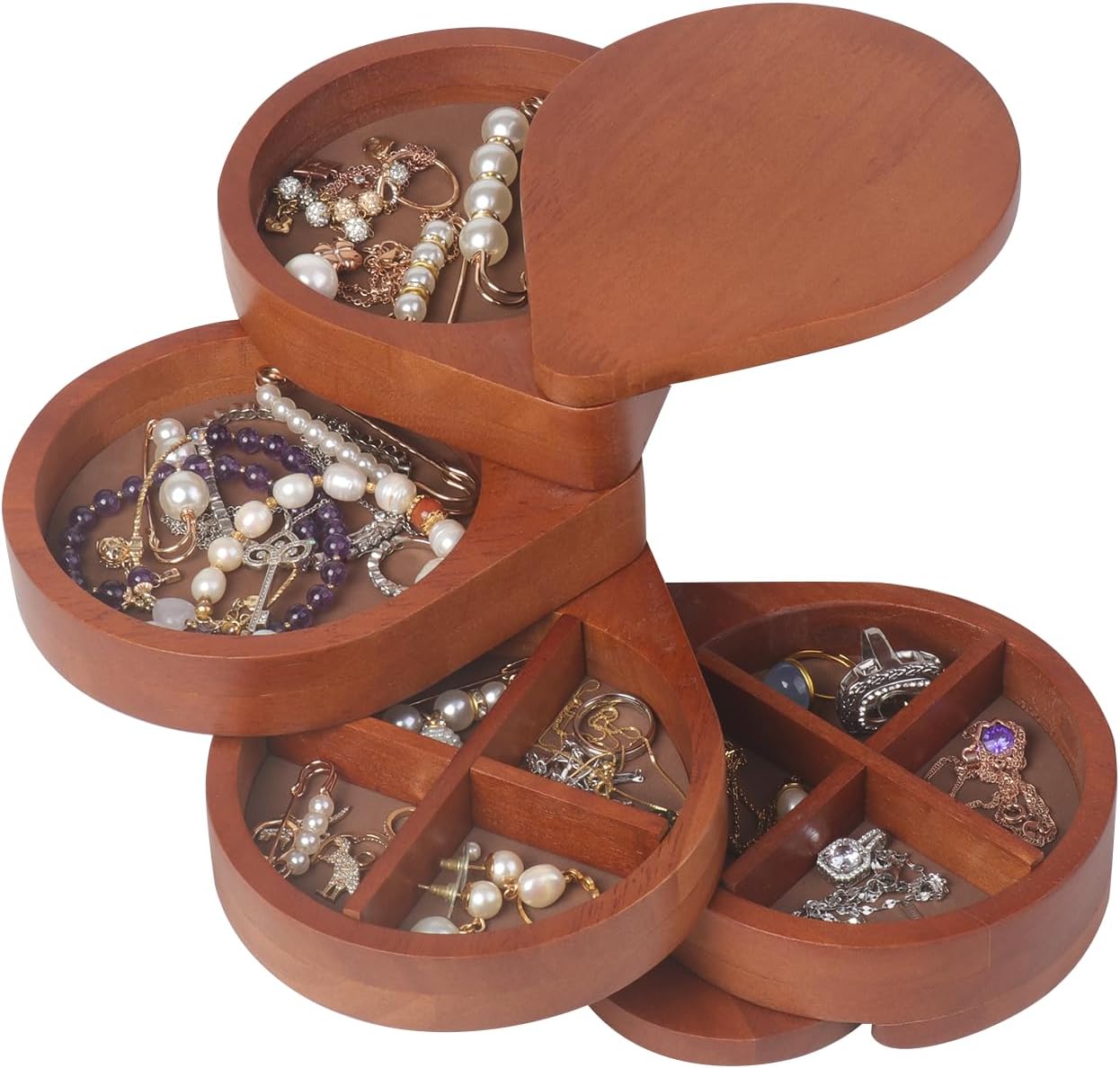 Amazon.com: JSVER Wooden Jewelry Organizer Portable Jewelry Box, 4 ...