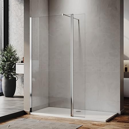 ELEGANT 700mm Wet Room Shower Screen Panel 8mm Easy Clean Glass Walk in ...