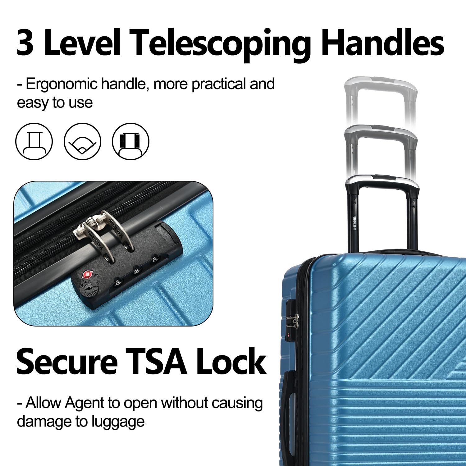 Snapklik.com : Merax Luggage Set 3 Piece, Hardshell ABS Suitcases