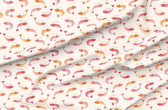 Amazon.com: Spoonflower Fabric - Cute Shrimp Boho Whimsical Coastal ...