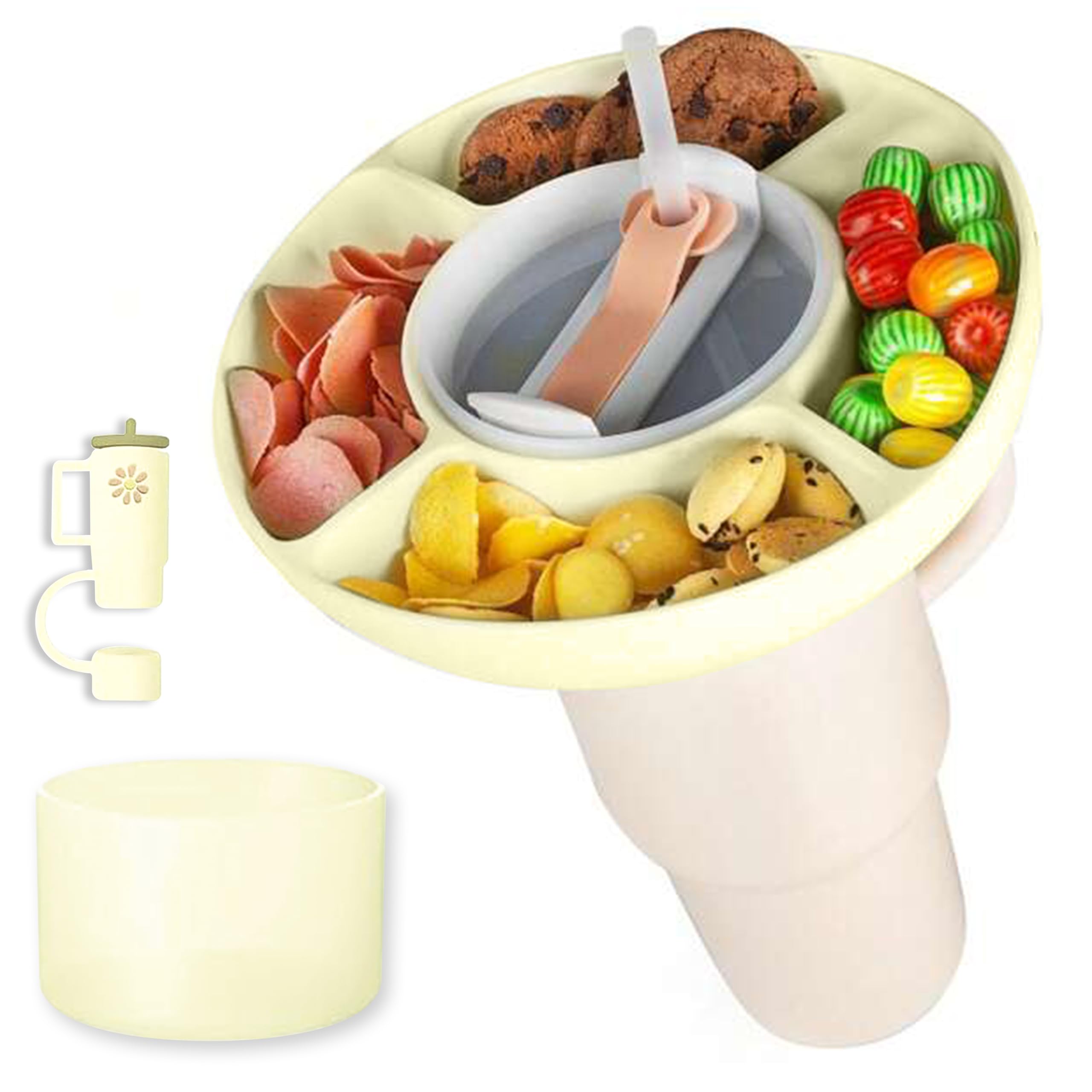 Stanley Snack Tray for Stanley Cup 40oz | 4 Silicon Compartments Tray ...