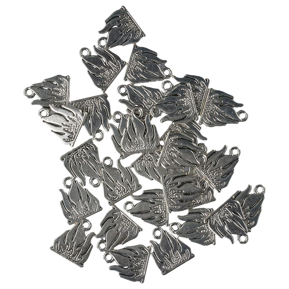 Amazon.com: Uniquer 100Pcs Antique Silver Alloy Flame Charms,Camping ...