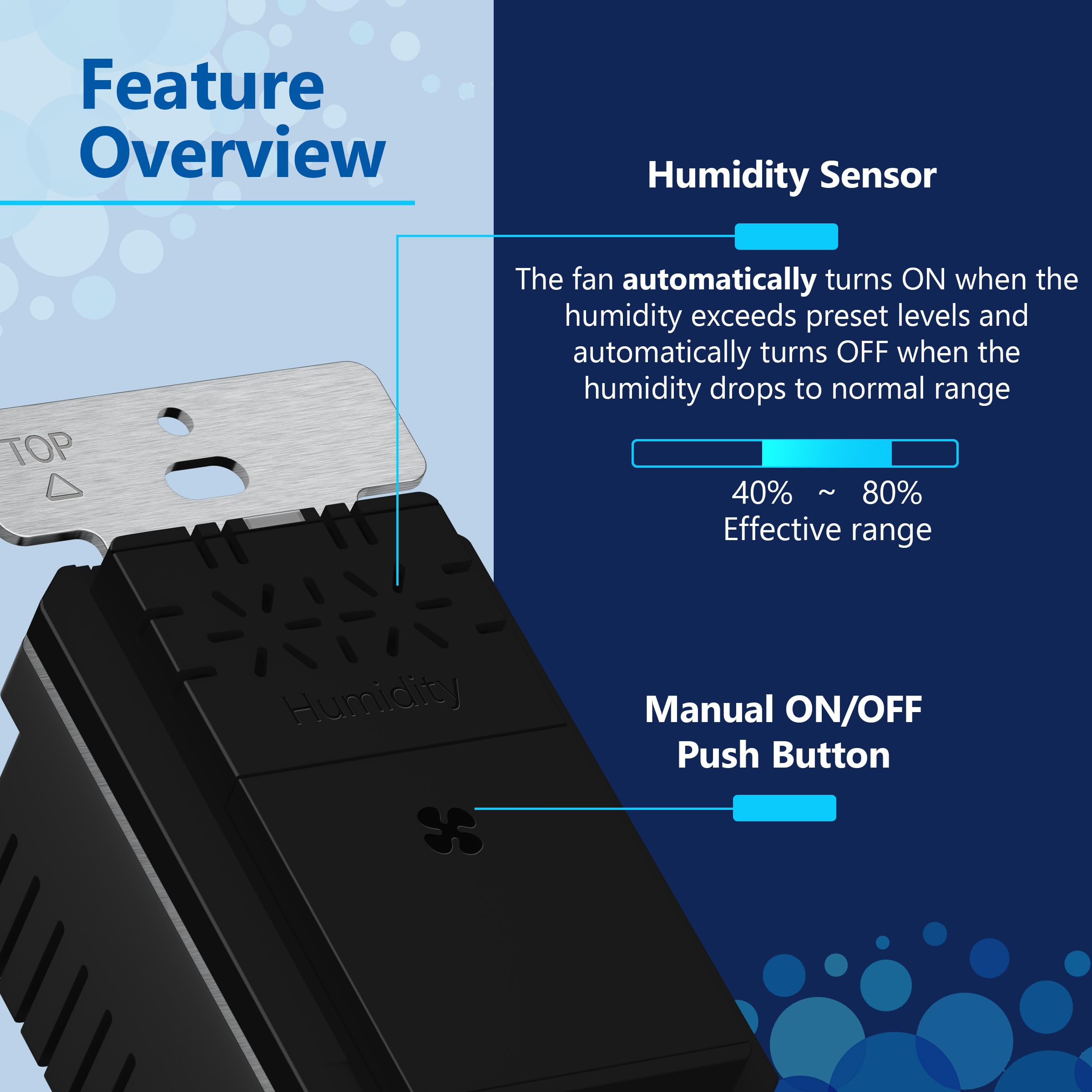 Snapklik.com : No Neutral Wire Required Humidity Sensor Switch ...