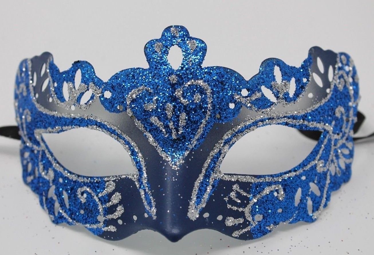 Amazon.com: Mask & Co Women's Quality Ladies Sparkling Blue & Silver ...