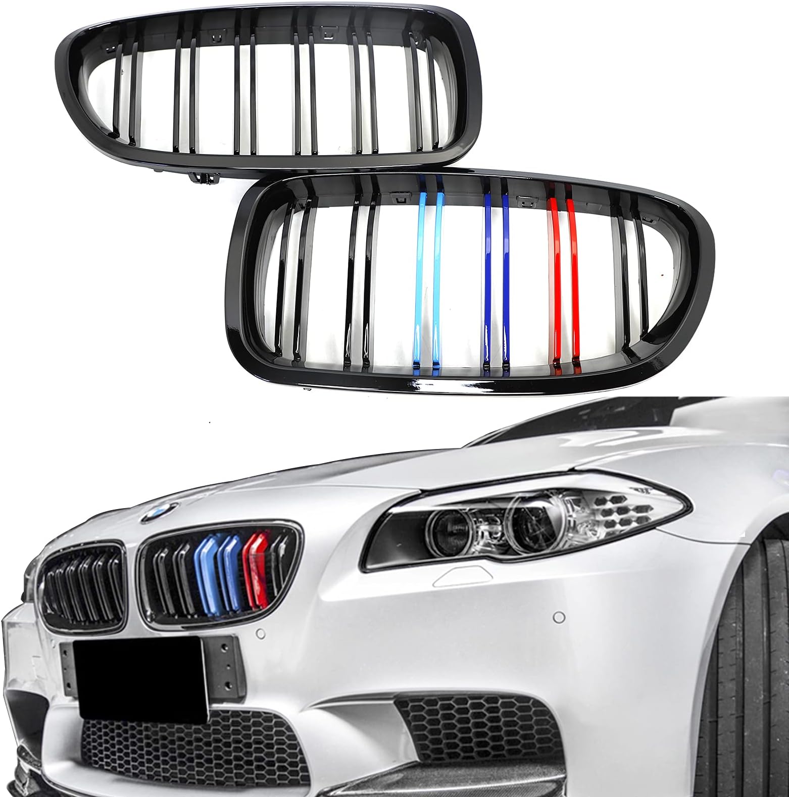Amazon.com: XOPIYAO Front Kidney Grille TriColor Gloss Black Grill for ...