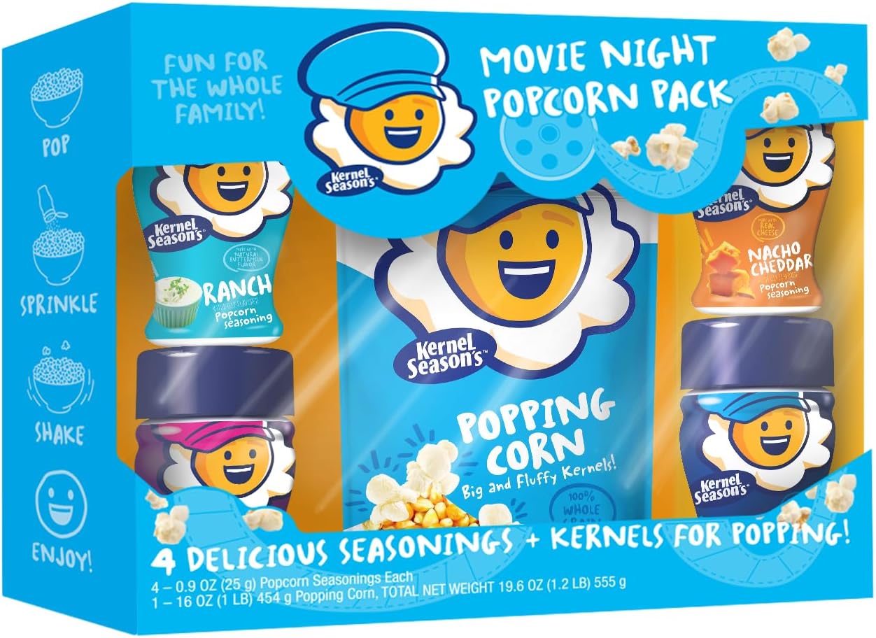 Amazon.com: Kernel Season's Movie Night Supplies, Popcorn and Seasoning ...