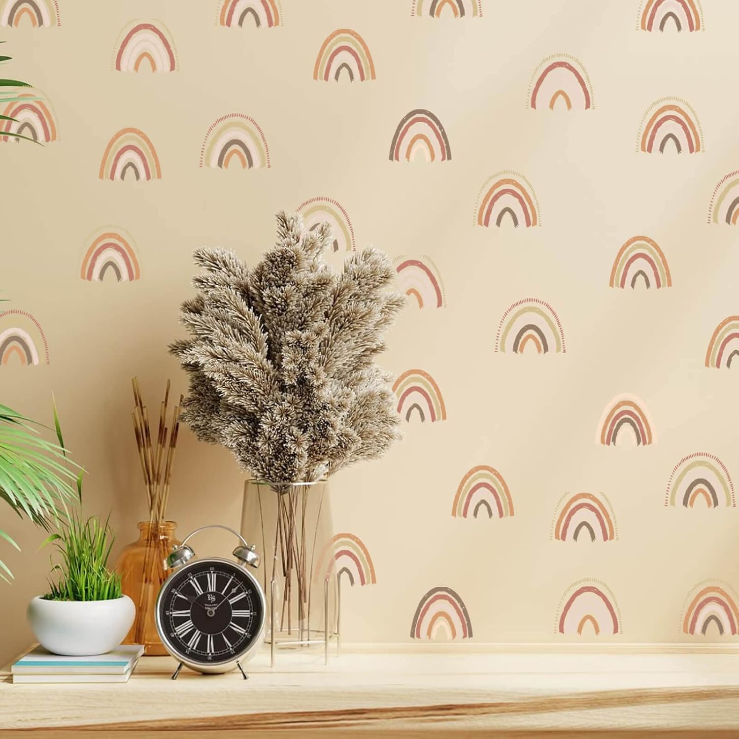 Amazon.com: Boho Rainbow Wall Decals 72pcs Classic Rainbow Wall Decor ...