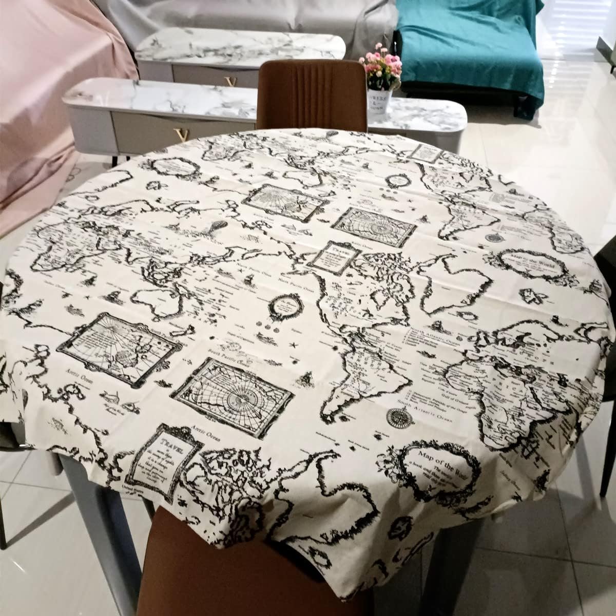 Amazon.com: LOONELO World Map Tablecloth,Cotton Linen Fabric Map Table ...