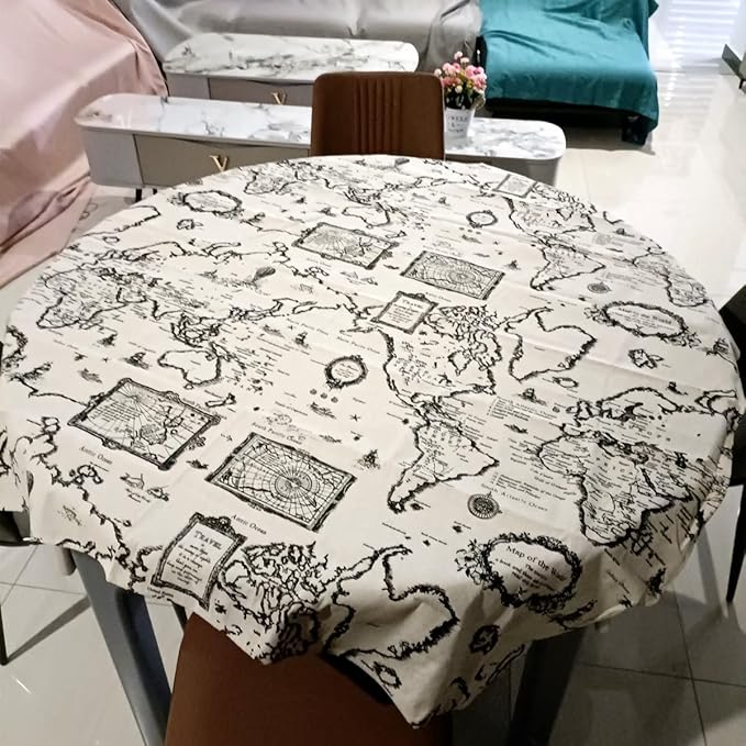 Amazon.com: LOONELO World Map Tablecloth,Cotton Linen Fabric Map Table ...