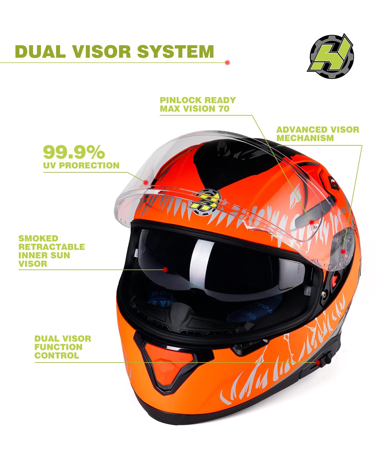 Snapklik.com : HAX Full Face Motorcycle DOT Approved Helmet